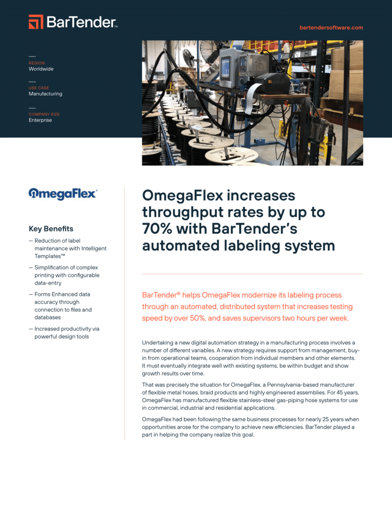 OmegaFlex Bartender + Zebra Case Study | IPSi Scan